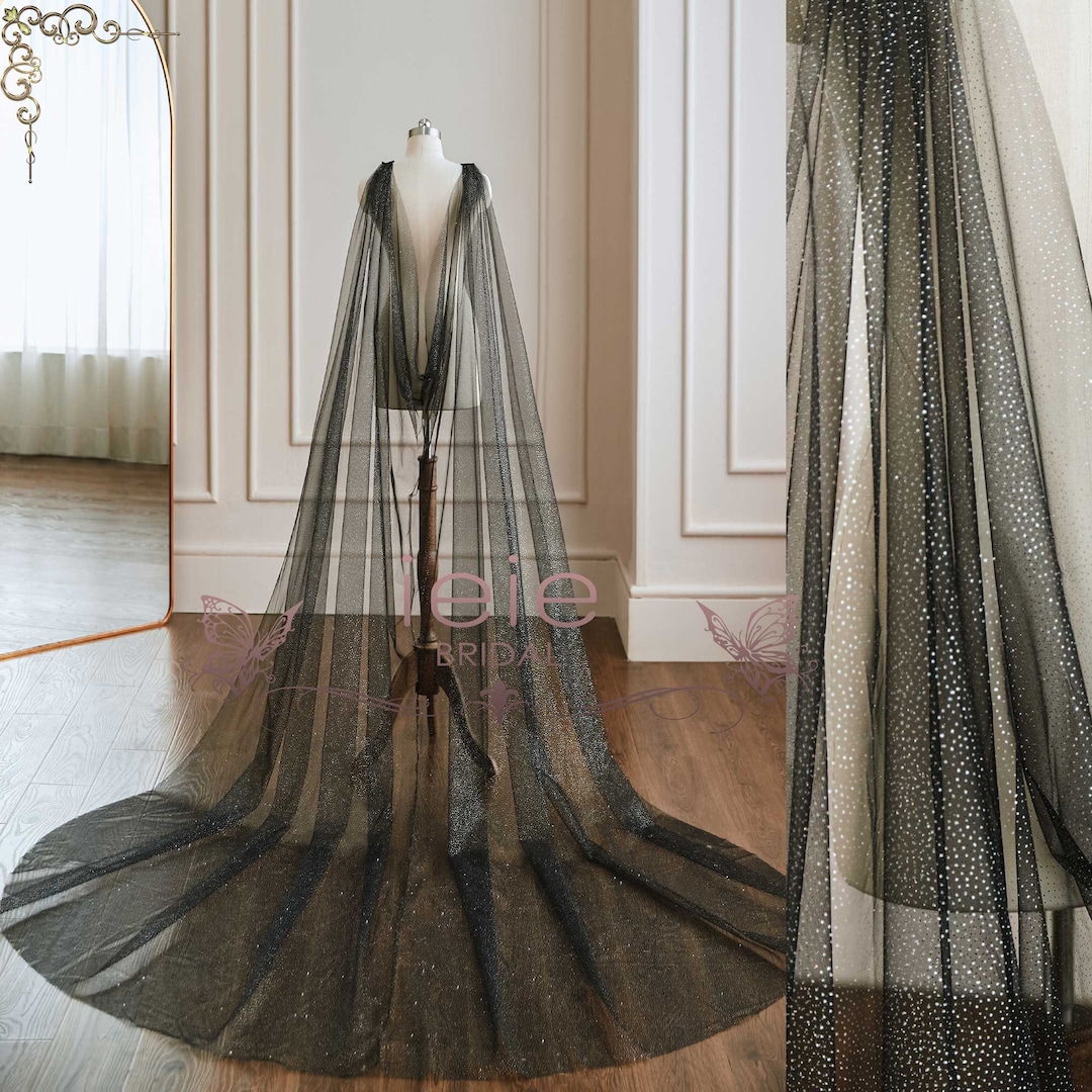 Black Glittery Sparkly Tulle Cape | Gothic Fantasy Cape | SG1015 - Etsy