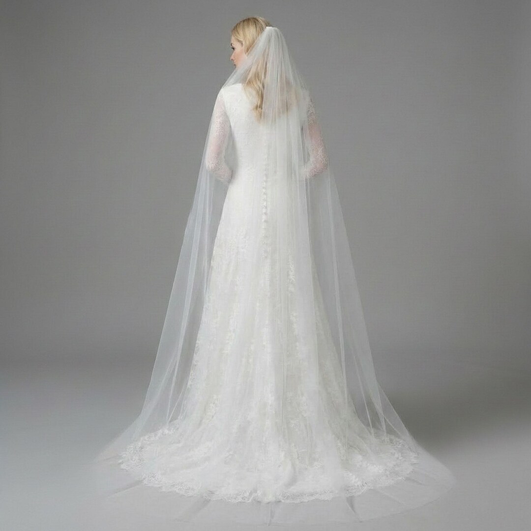 Extra Wide Soft Tulle Wedding Veil: Clean Cut Bridal Veil 1030W - Etsy