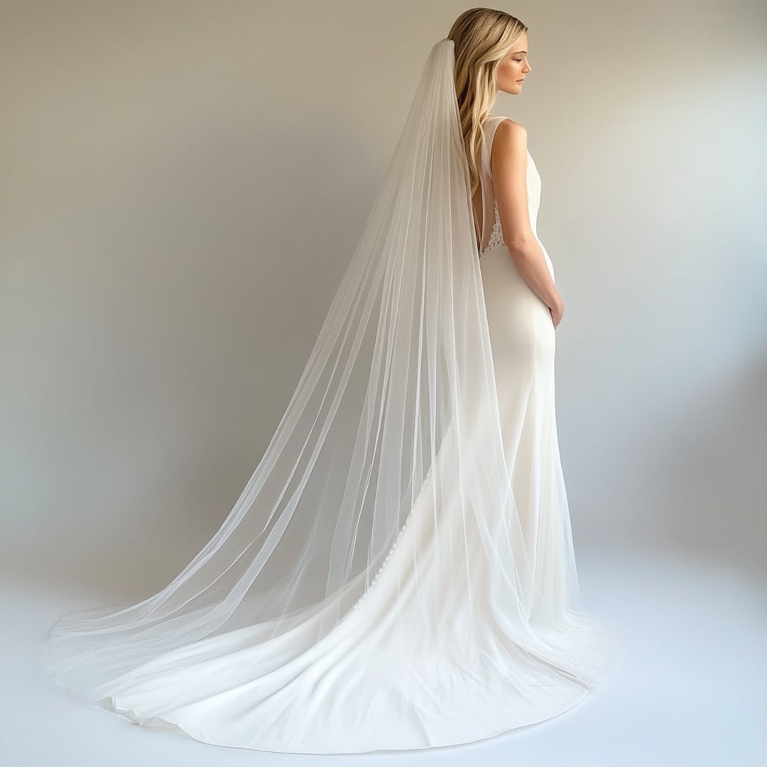 Soft French Tulle Wedding Veil: Long Chapel Length, Cathedral Length ...