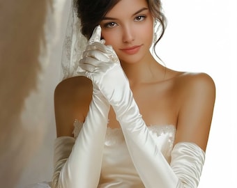 Long Bride Gloves Evening Gloves Cream Satin Bridal Fashion France Long Gloves Etsy Ireland