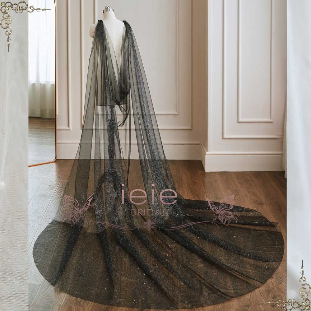 Black Glittery Sparkly Tulle Cape Gothic Fantasy Cape - Etsy