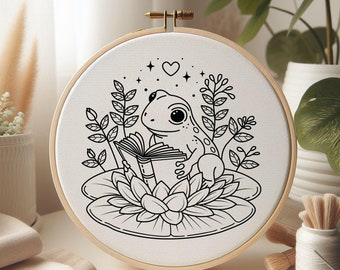 Frog Embroidery - Etsy