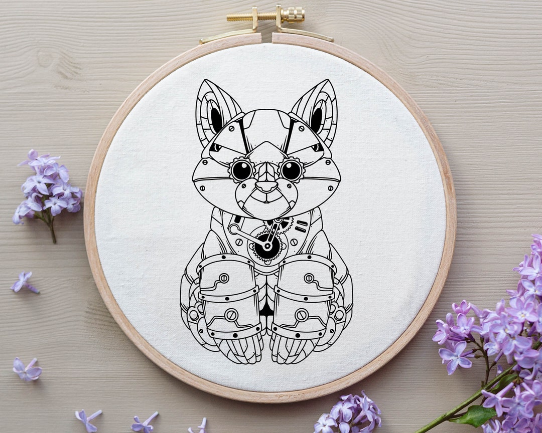Steampunk Red Panda Hand Embroidery Pattern , Animal Beginner Friendly ...
