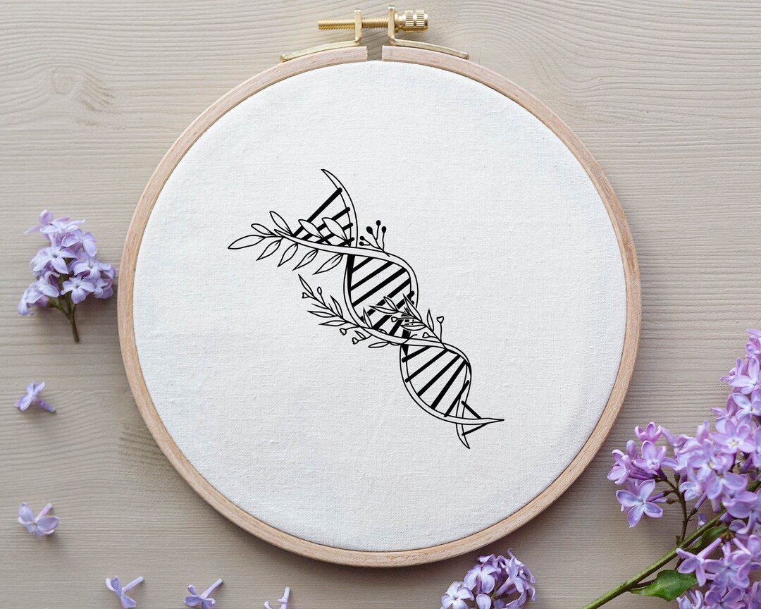 DNA Hand Embroidery Pattern Science Atomic Floral Design for - Etsy