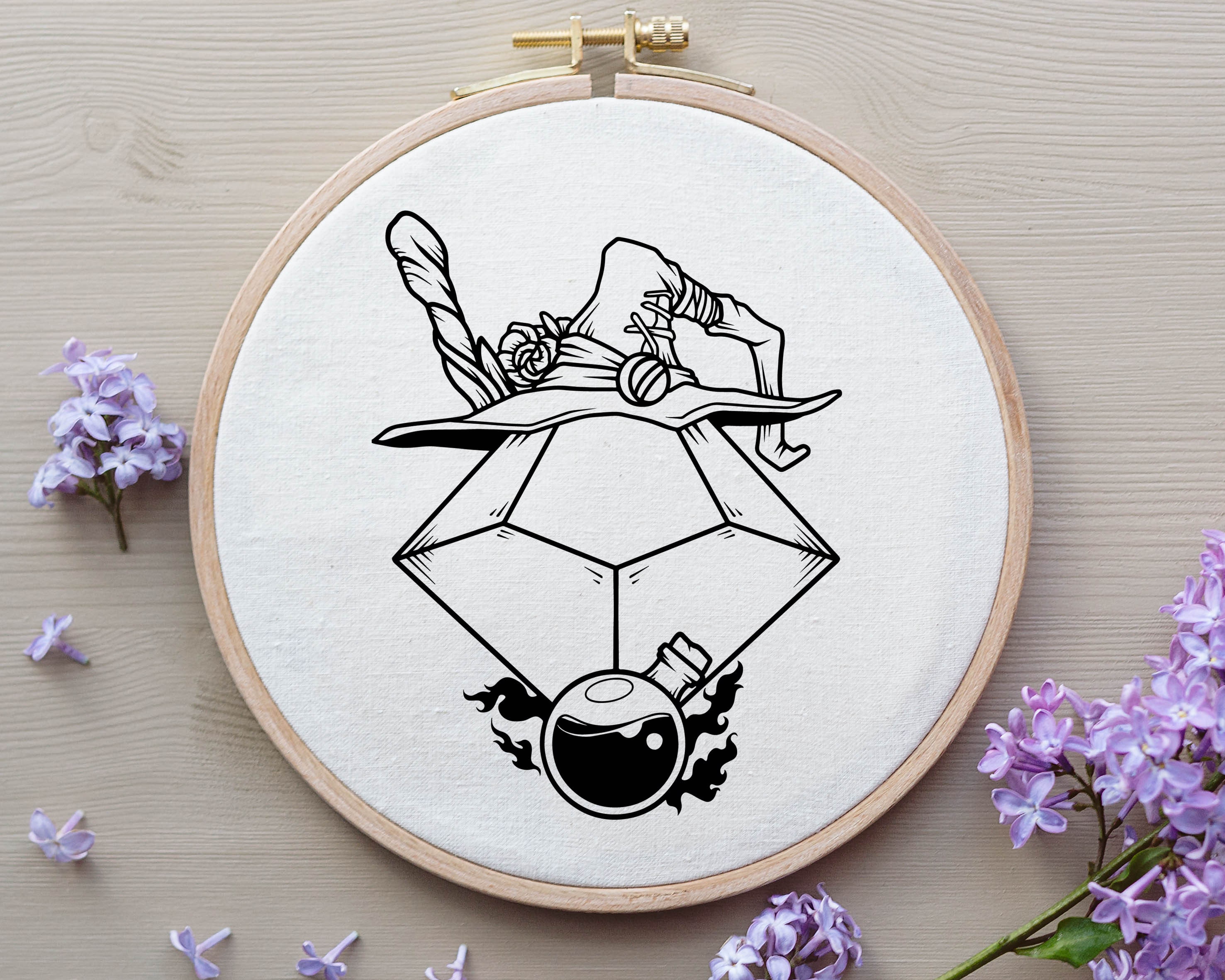 Dnd Dice Hand Embroidery Pattern , Wizard Class Embroidery PDF Pattern ...