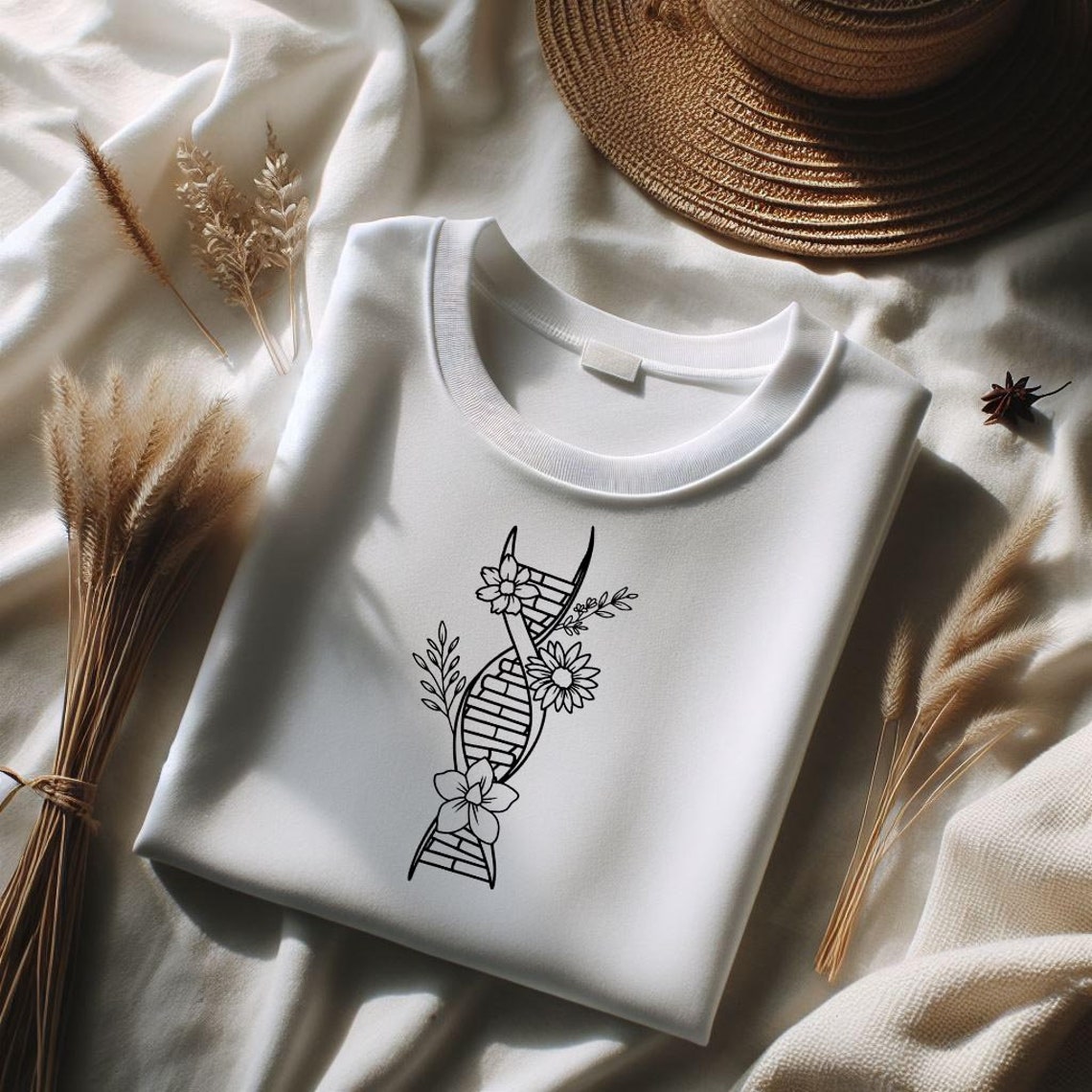 DNA Hand Embroidery Pattern , Science Atomic Floral Design for Instant ...