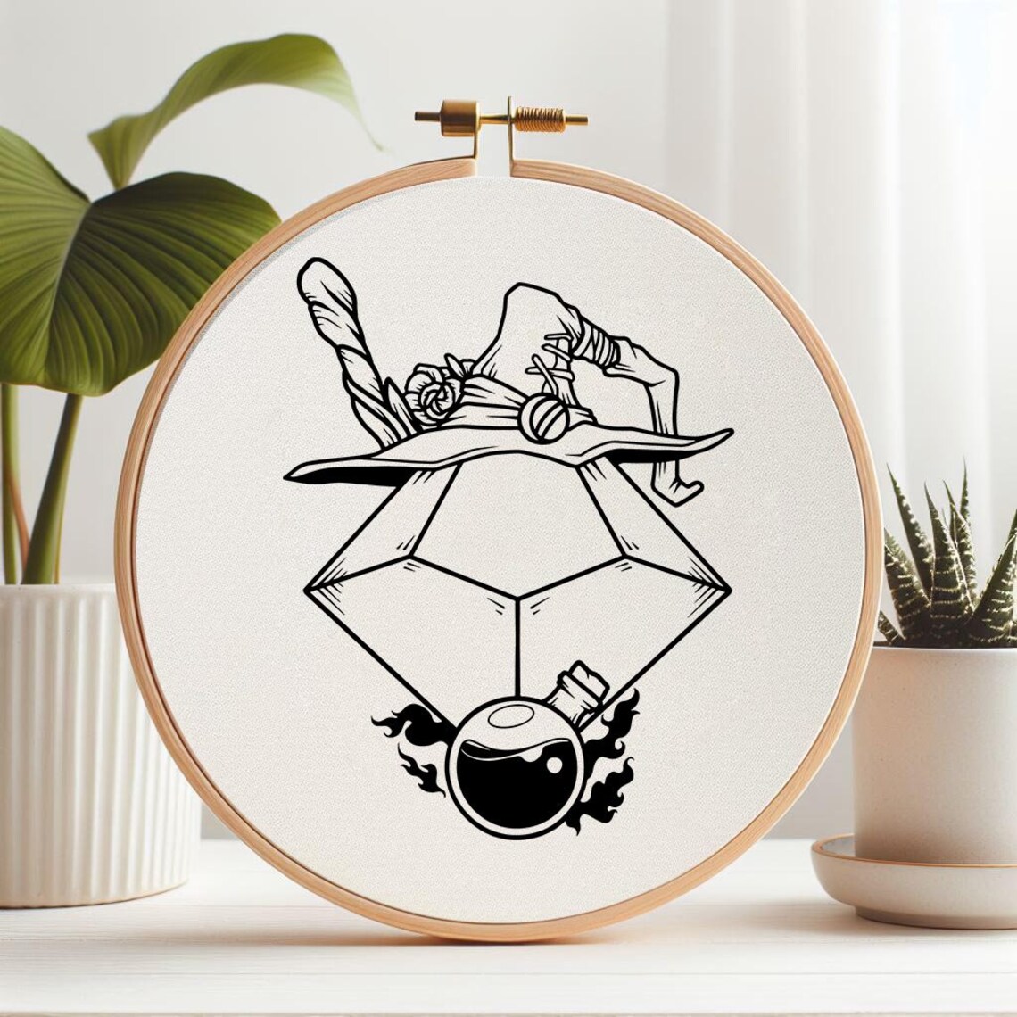 Dnd Dice Hand Embroidery Pattern , Wizard Class Embroidery PDF Pattern ...