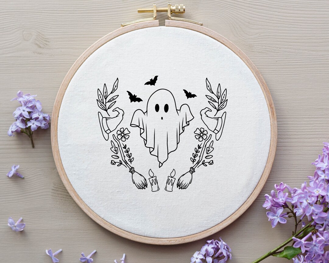 Halloween Spooky Ghost Hand Embroidery Pattern Funny Easy - Etsy