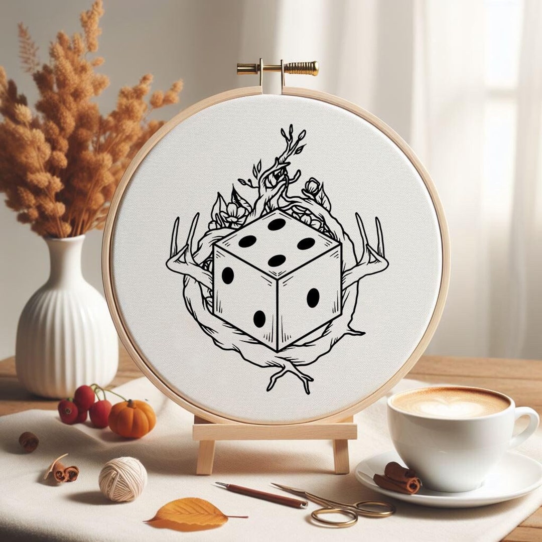Dnd Dice Hand Embroidery Pattern , Druid Class Embroidery PDF Pattern ...