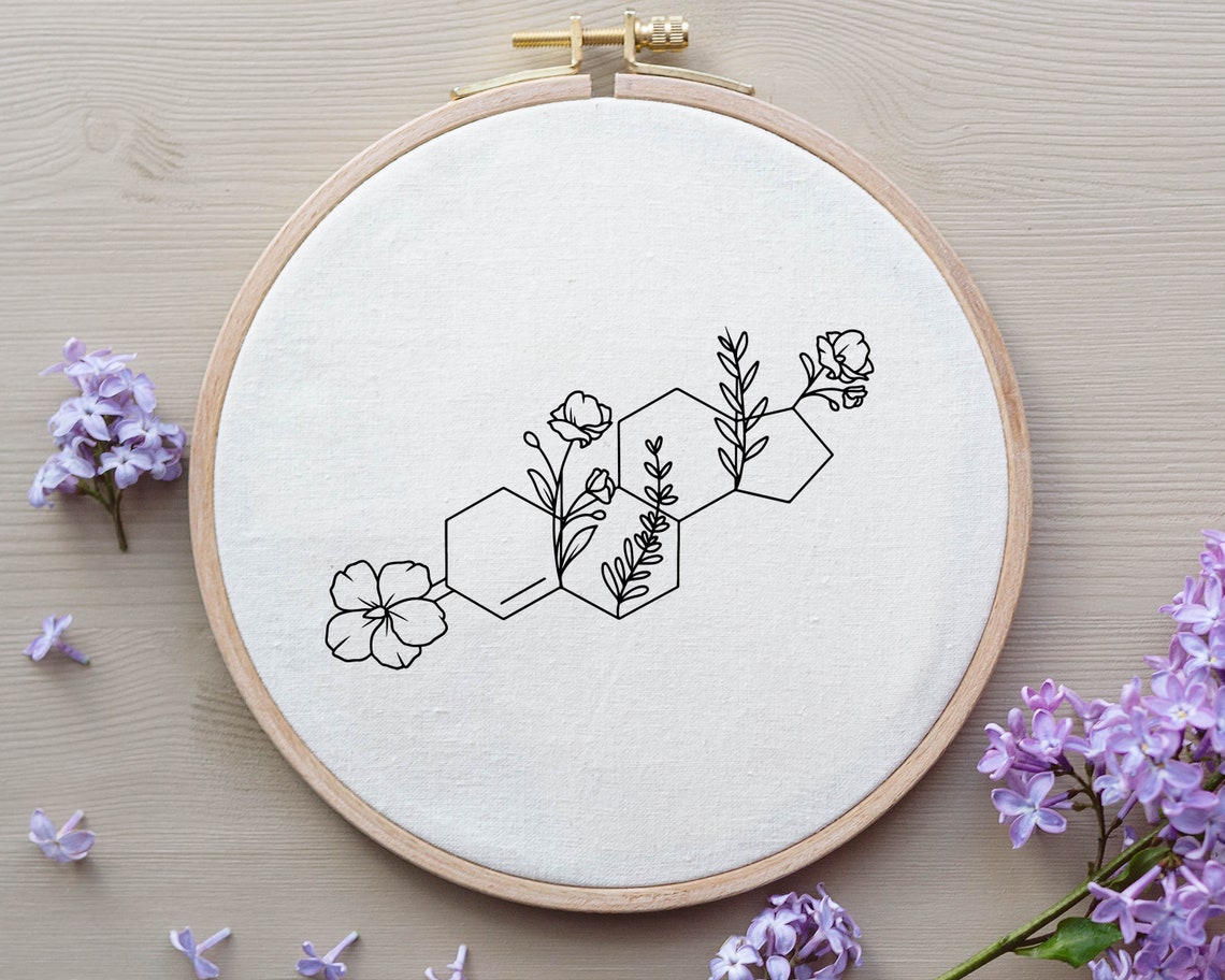 Set of 20 Hand Embroidey Science Molecules DNA Beginner - Etsy