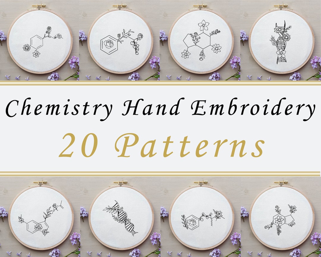 Set of 20 Hand Embroidey Science Molecules DNA Beginner - Etsy
