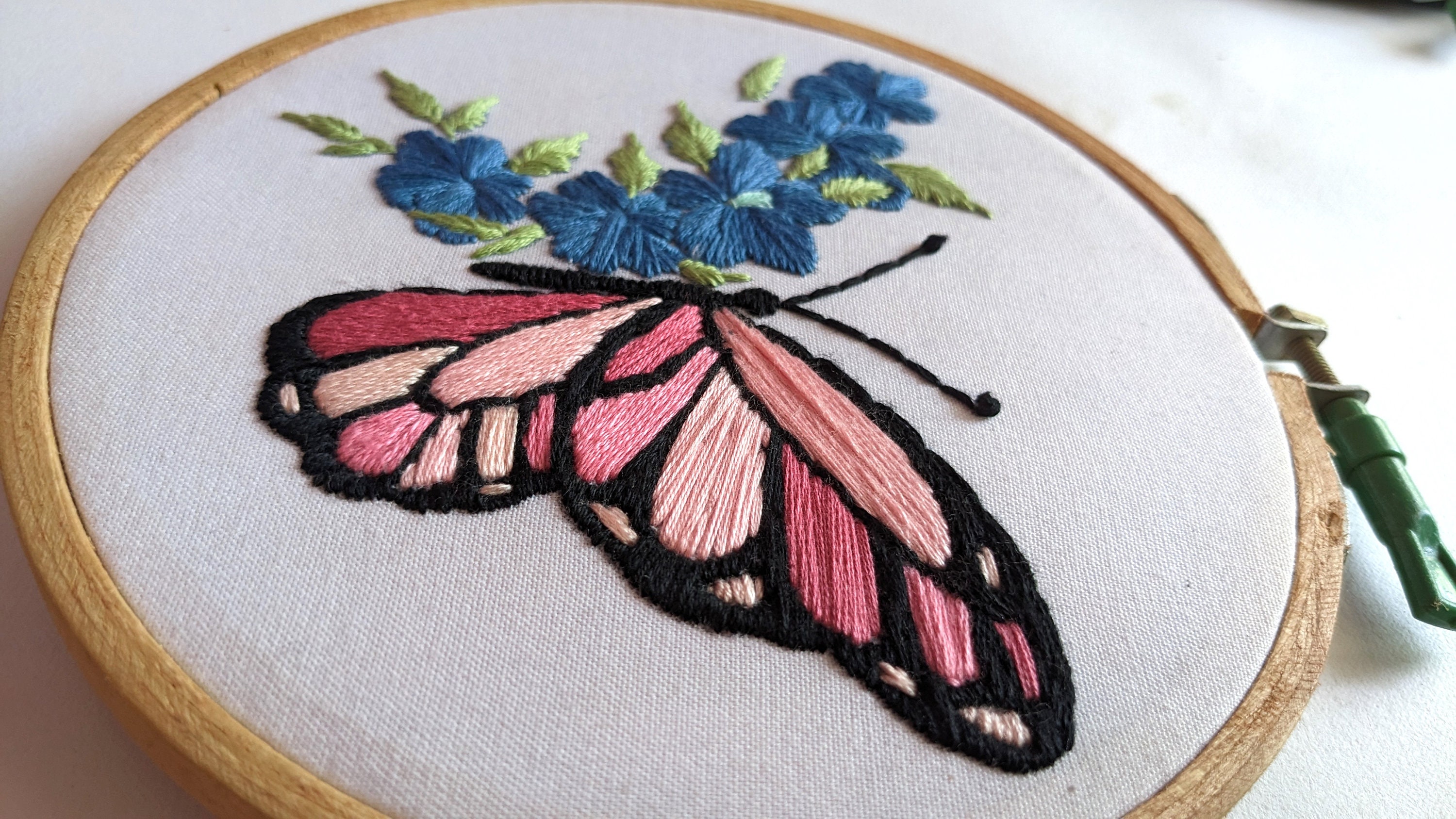 Butterfly Hand Embroidery Pattern Video Tutorial and PDF , Animal Easy ...
