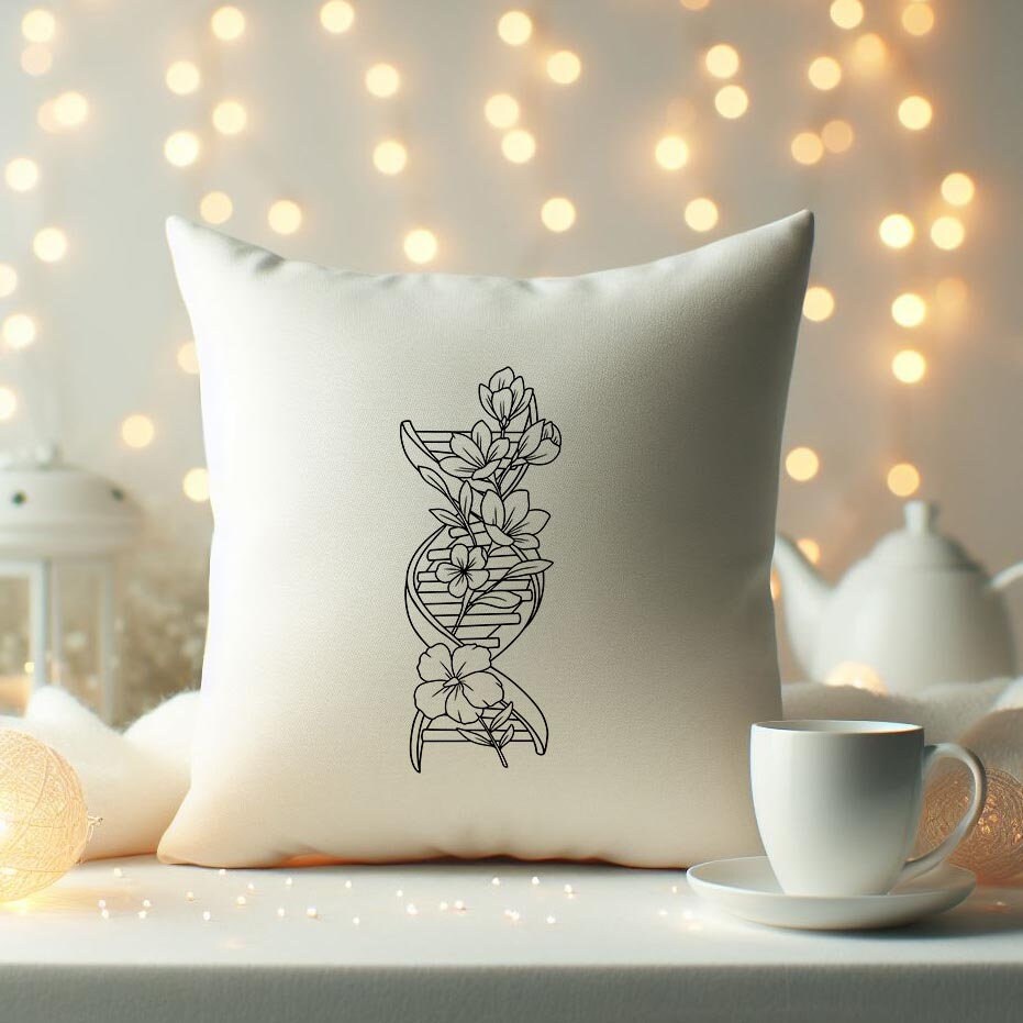 DNA Hand Embroidery Pattern , Science Atomic Floral Design for Instant ...