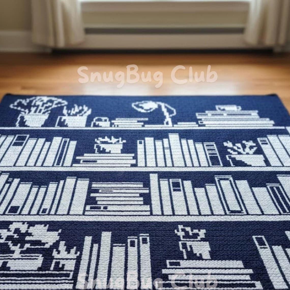 Bookshelf Overlay Mosaic Crochet Blanket PDF Pattern, Library Books and ...