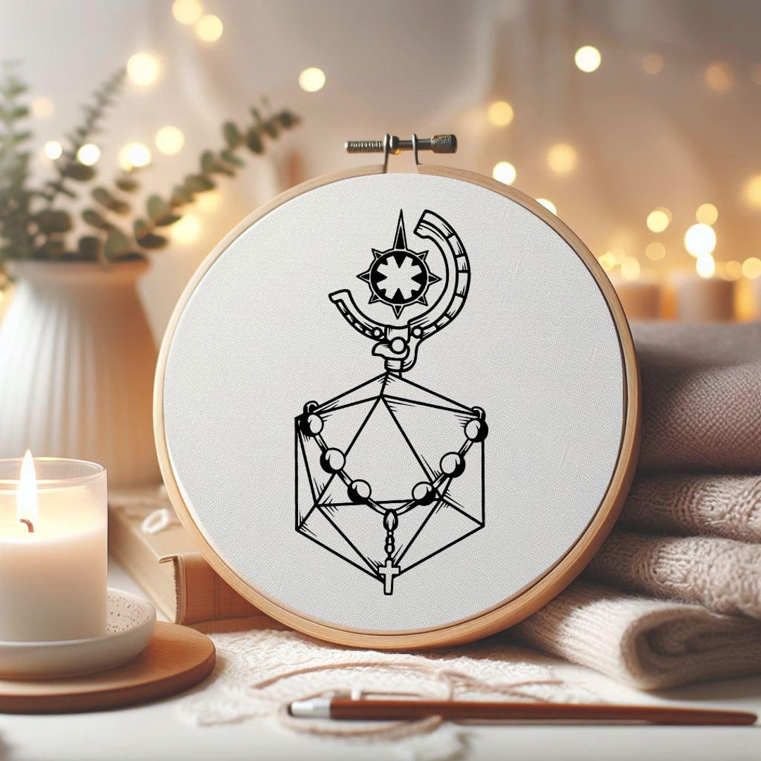 Dnd Dice Hand Embroidery Pattern , Cleric Healing Class Embroidery PDF ...