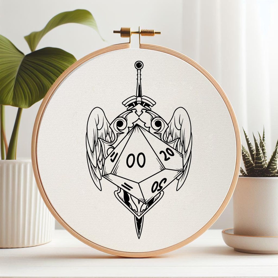 Dnd Dice Hand Embroidery Pattern , Angel Embroidery PDF Pattern for ...