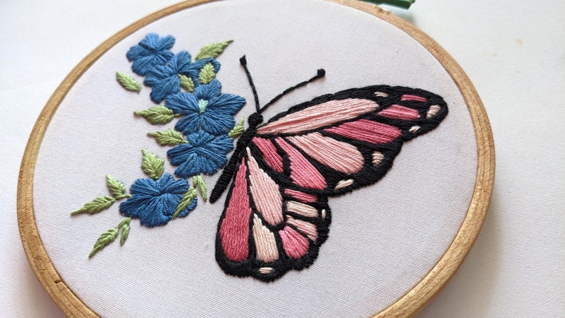 Butterfly Hand Embroidery Pattern Video Tutorial and PDF , Animal Easy ...