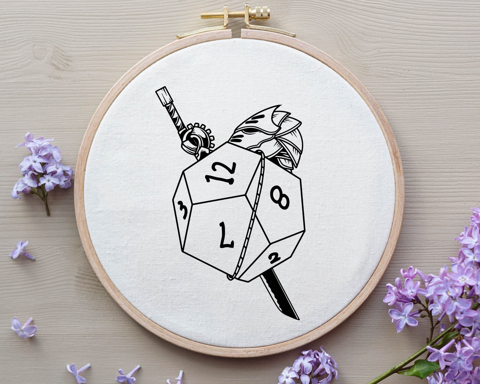 Dnd Dice Hand Embroidery Pattern , Warrior Class Embroidery PDF Pattern ...