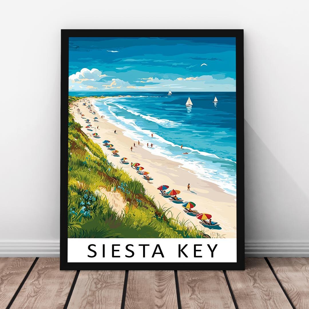Siesta Key Travel Print - Siesta Key Framed Real Wood Poster, Siesta ...