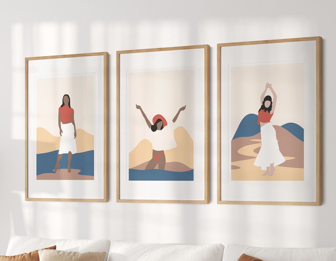 Buy Faceless Female Portraits With Landscape Water Elements Boho ...