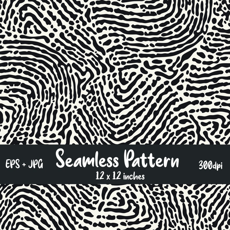 Fingerprint Abstract Black & White Geometric Seamless Pattern ...