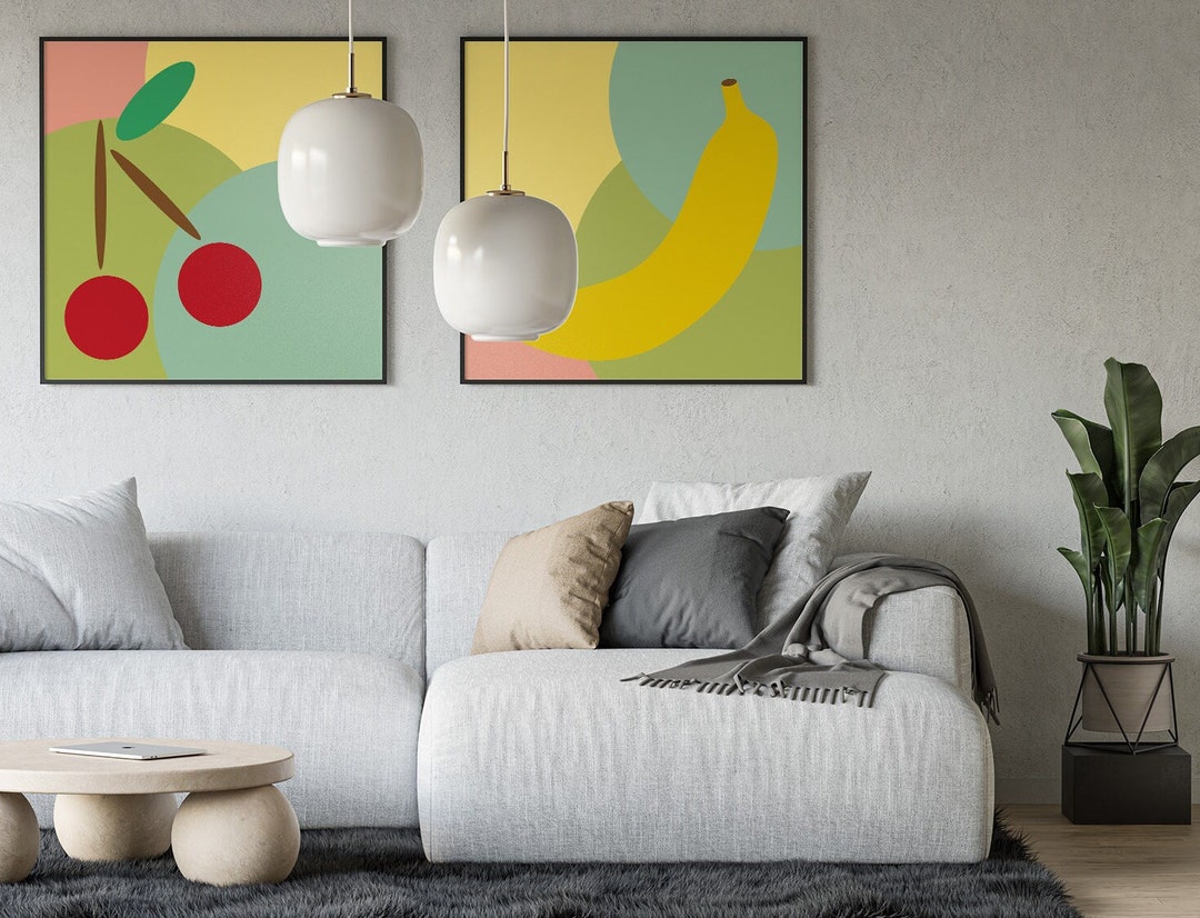 Modern Fruit Art Print, Colorful Kitchen Decor, Wall Poster, Foodie ...