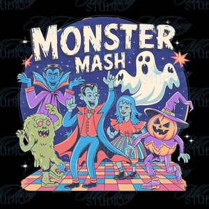 Vintage Monster Mash PNG - Halloween Monsters Digital Art, Retro Horror ...