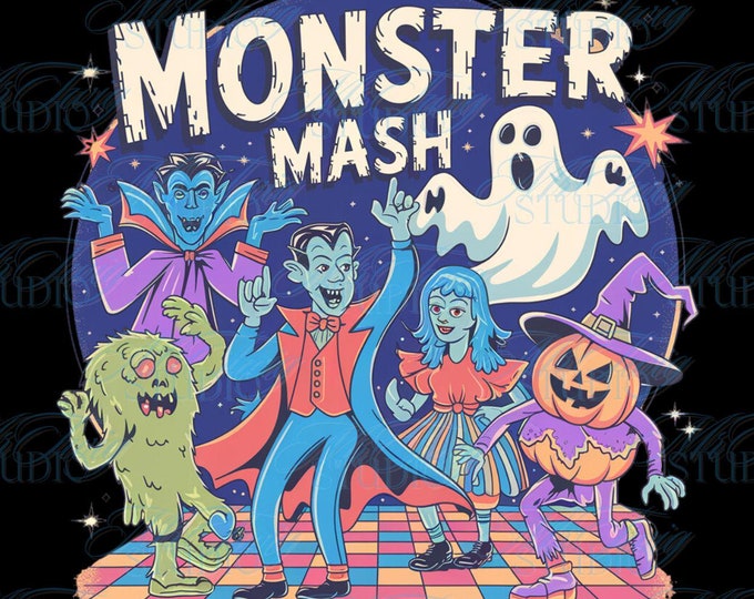 Vintage Monster Mash PNG - Halloween Monsters Digital Art, Retro Horror ...