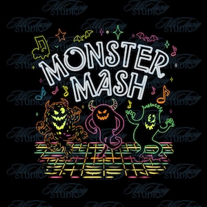 Vintage Monster Mash PNG, Halloween Monsters Digital Art for Crafts ...