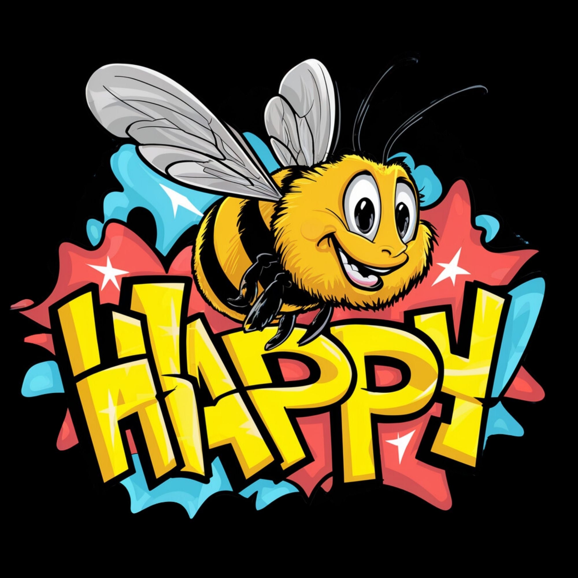 Be Happy Bee PNG Sublimation Design Download Süße glückliche lächelnde ...