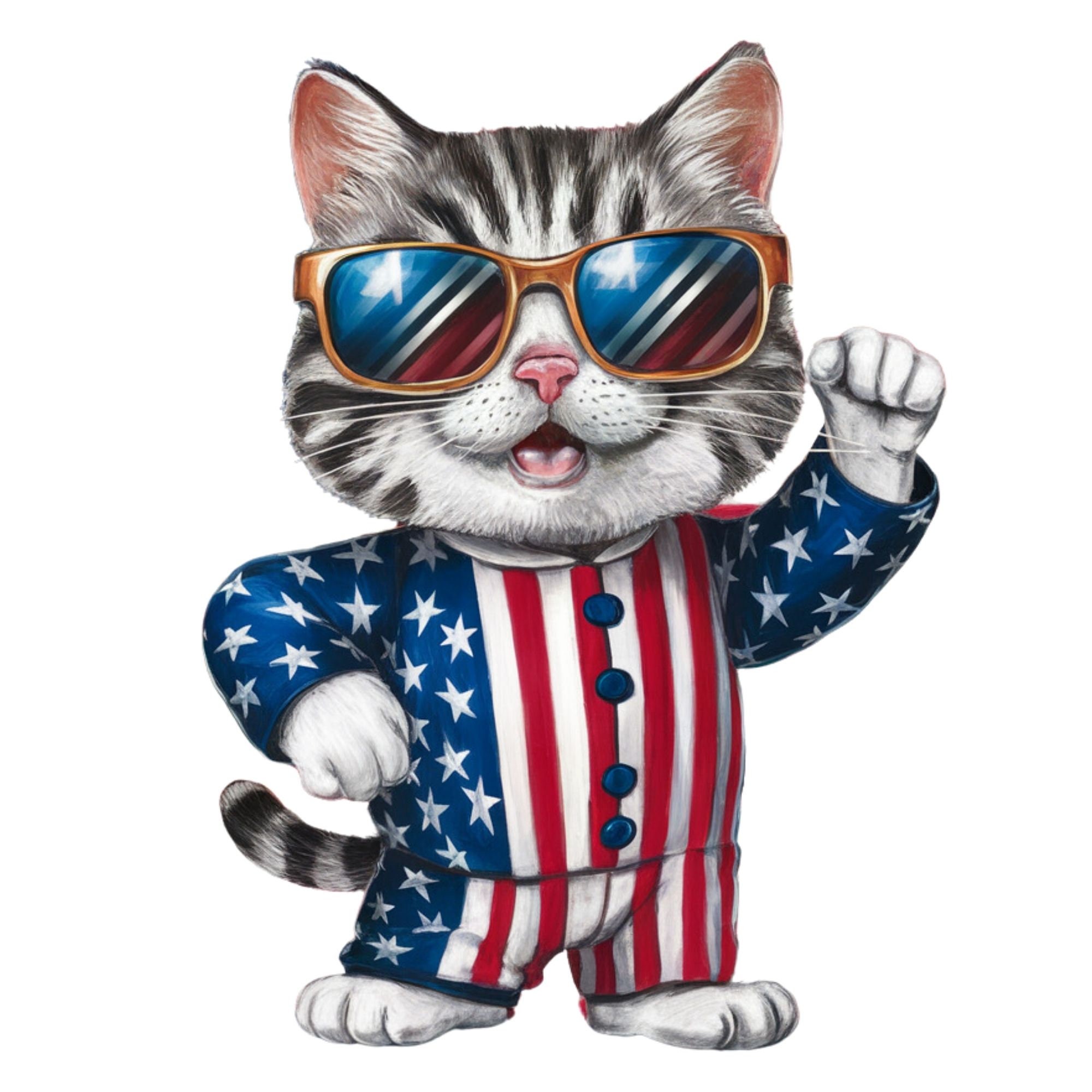 4th of July Cat Art Bundle USA Flag Cat Clipart, Printable Sublimation ...