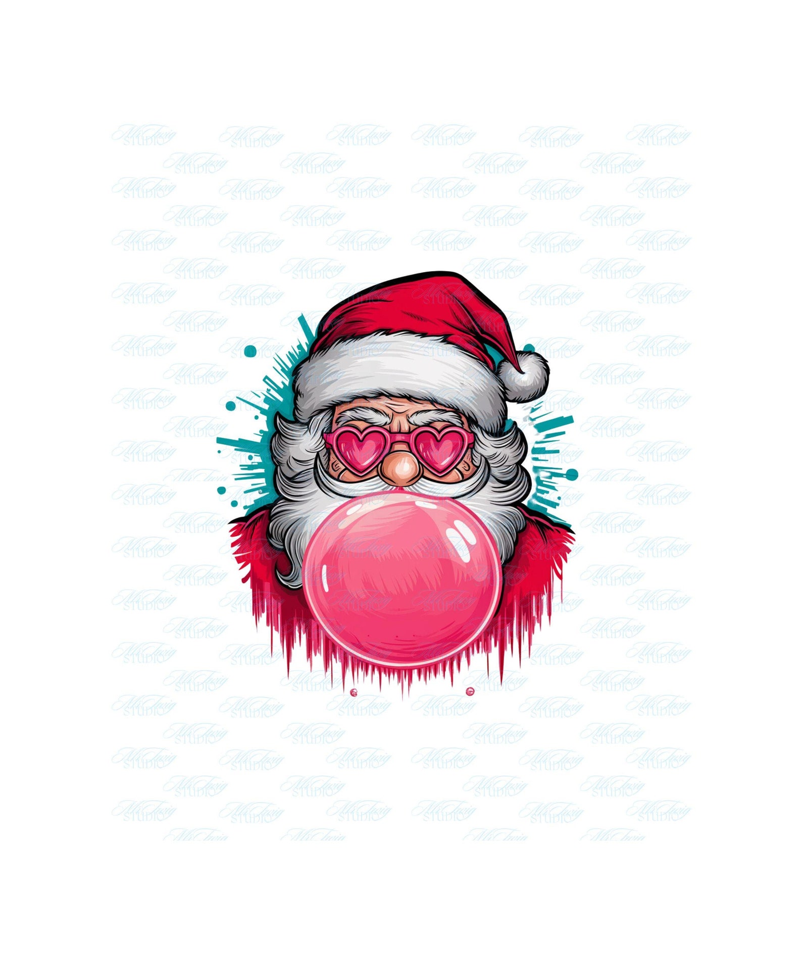Santa Blowing Bubble Png | Cute Pink Christmas Santa With Sunglasses ...