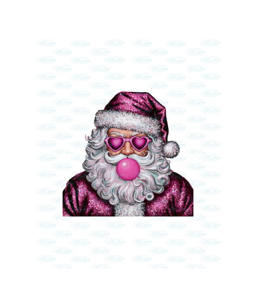 Pink Sparkling Santa PNG | Cute Pink Christmas Santa With Sunglasses ...