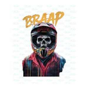 Braap Rider PNG - Skull in Helmet Graphic, Dirt Bike Motocross Design ...