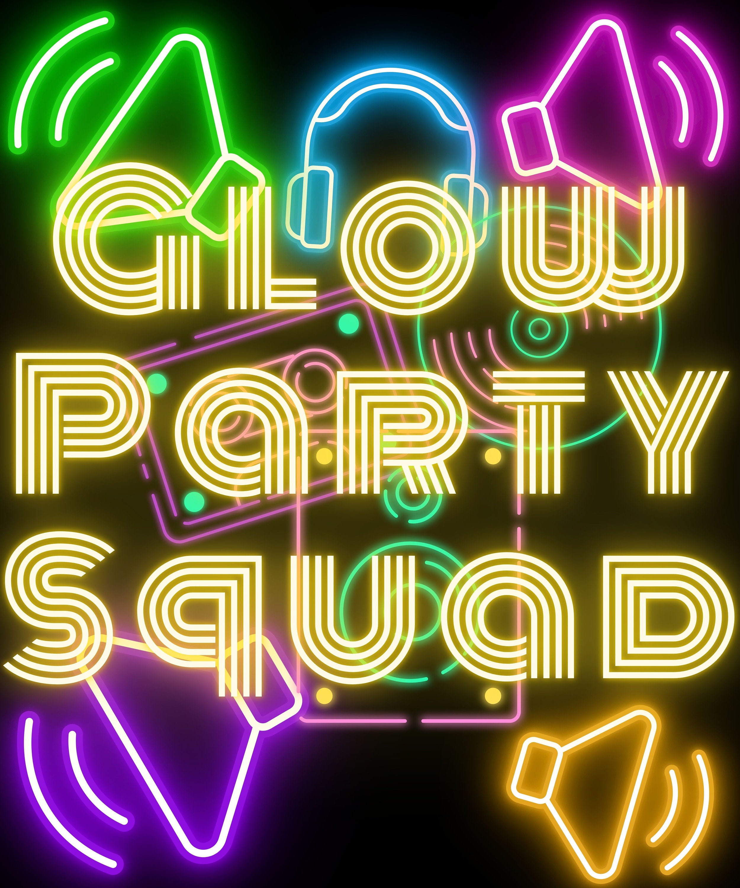Glow Party Squad PNG Instant Download - Perfect for Glow-in-the-dark ...