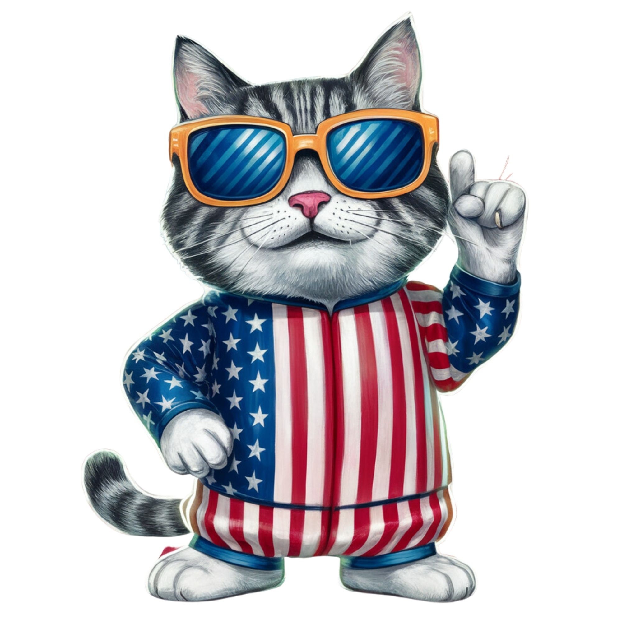 4th of July Cat Art Bundle USA Flag Cat Clipart, Printable Sublimation ...