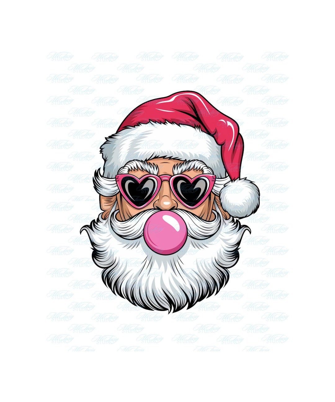 Santa Blowing Bubble PNG | Cute Pink Christmas Santa With Sunglasses ...