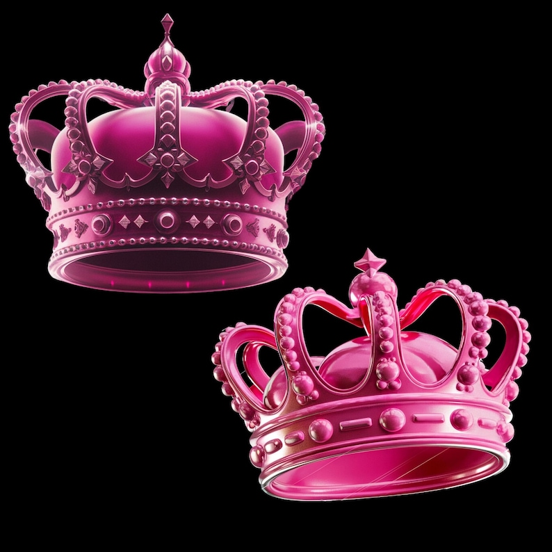Pink Crown PNG Clipart Bundle: King, Queen, Birthday (digital Download ...