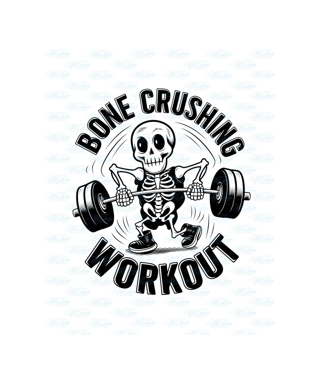 Funny Skeleton Workout PNG: Bone Crushing Barbell Clipart (digital ...
