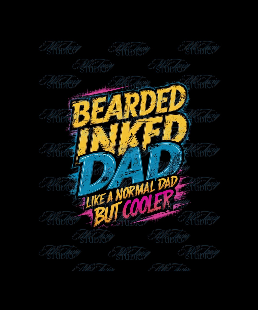 Bearded Inked Dad Png, Like A Normal Dad but Cooler, Cool, Tattooed ...