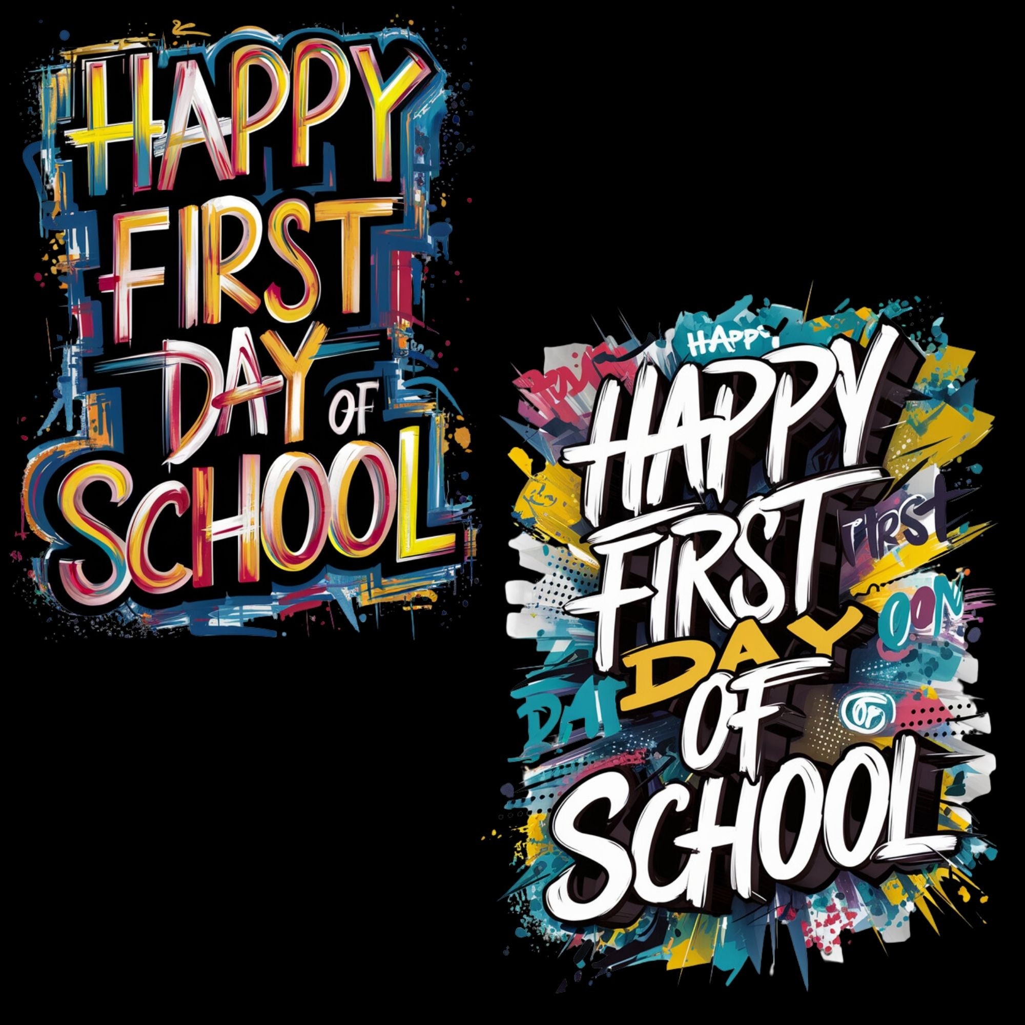 Happy First Day of School, Retro Style Back to School Bundle PNG 10 ...