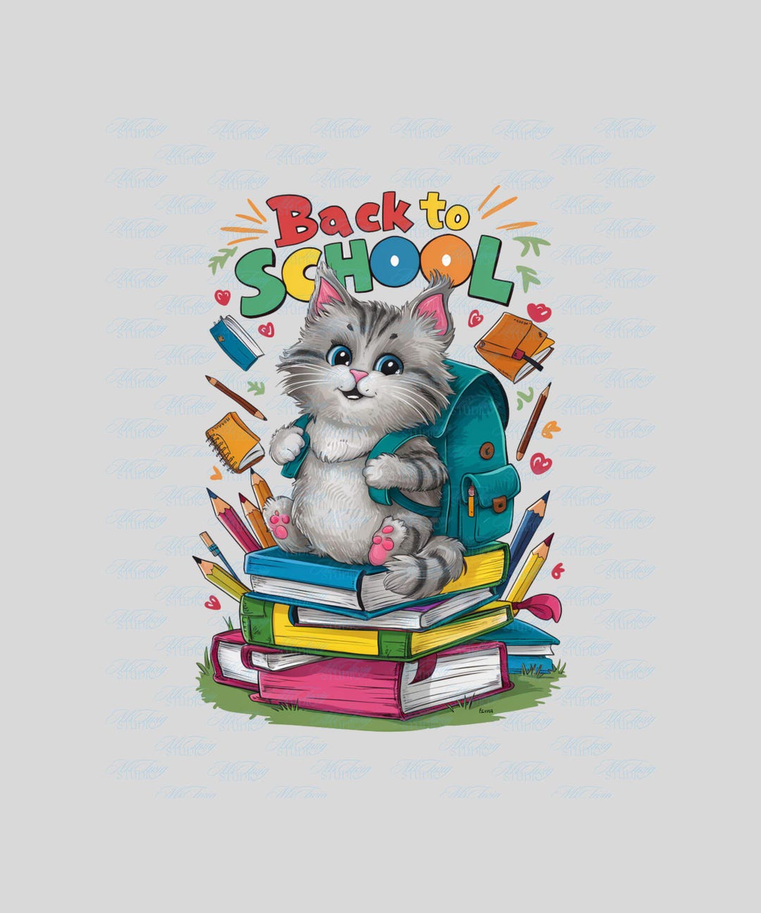 Cute Cat Back to School Shirt - First Day of School Cat PNG, Cat Mom ...