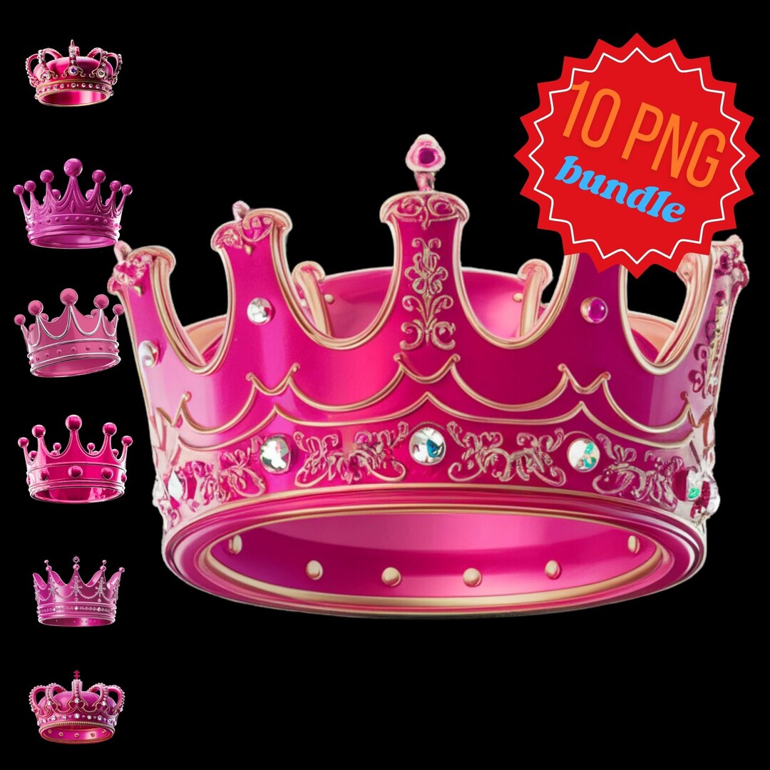 Pink Crown PNG Clipart Bundle: King, Queen, Birthday (digital Download ...