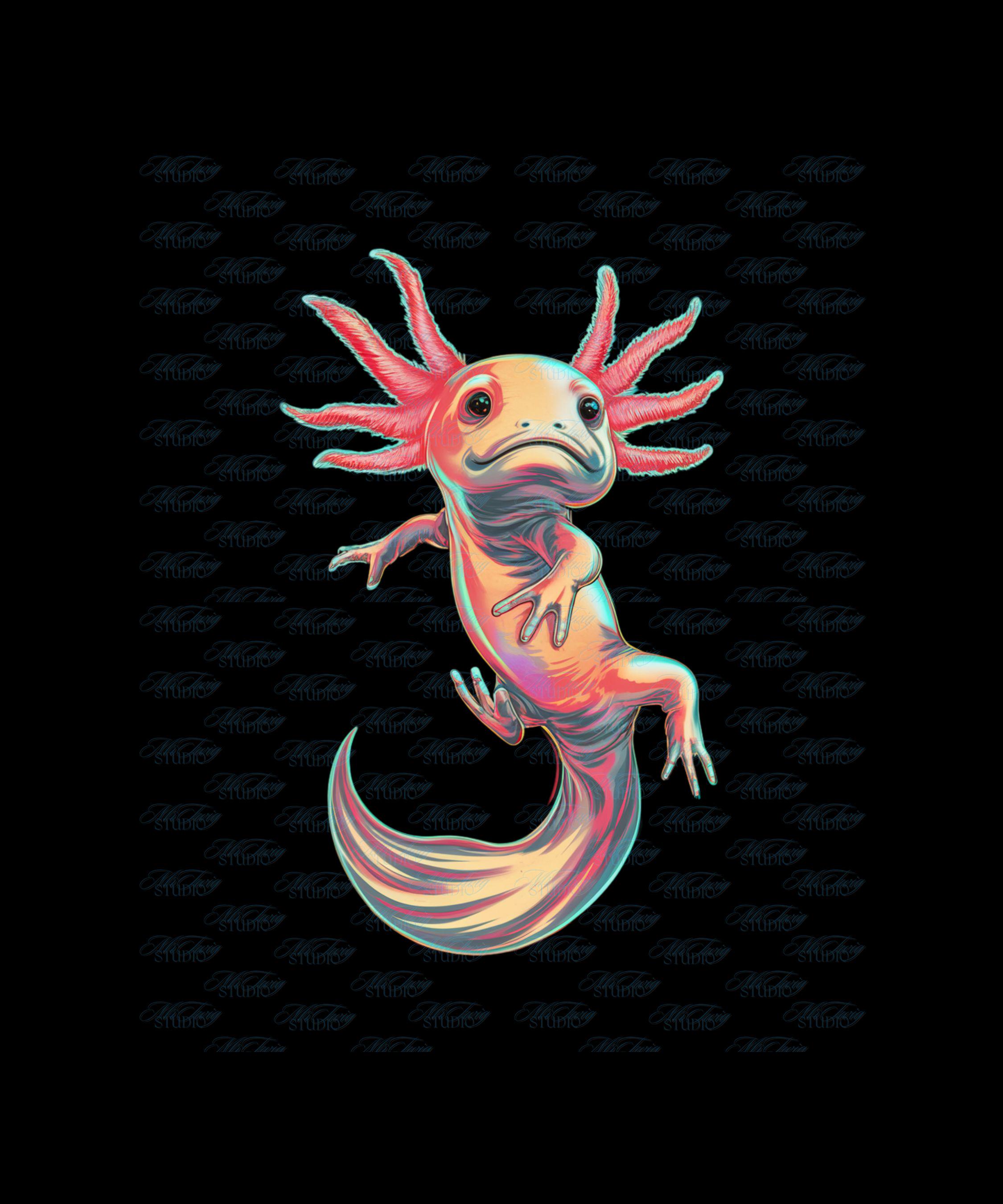 Cute Axolotl PNG, Adorable Axolotl Clipart, Pink and Rainbow ...