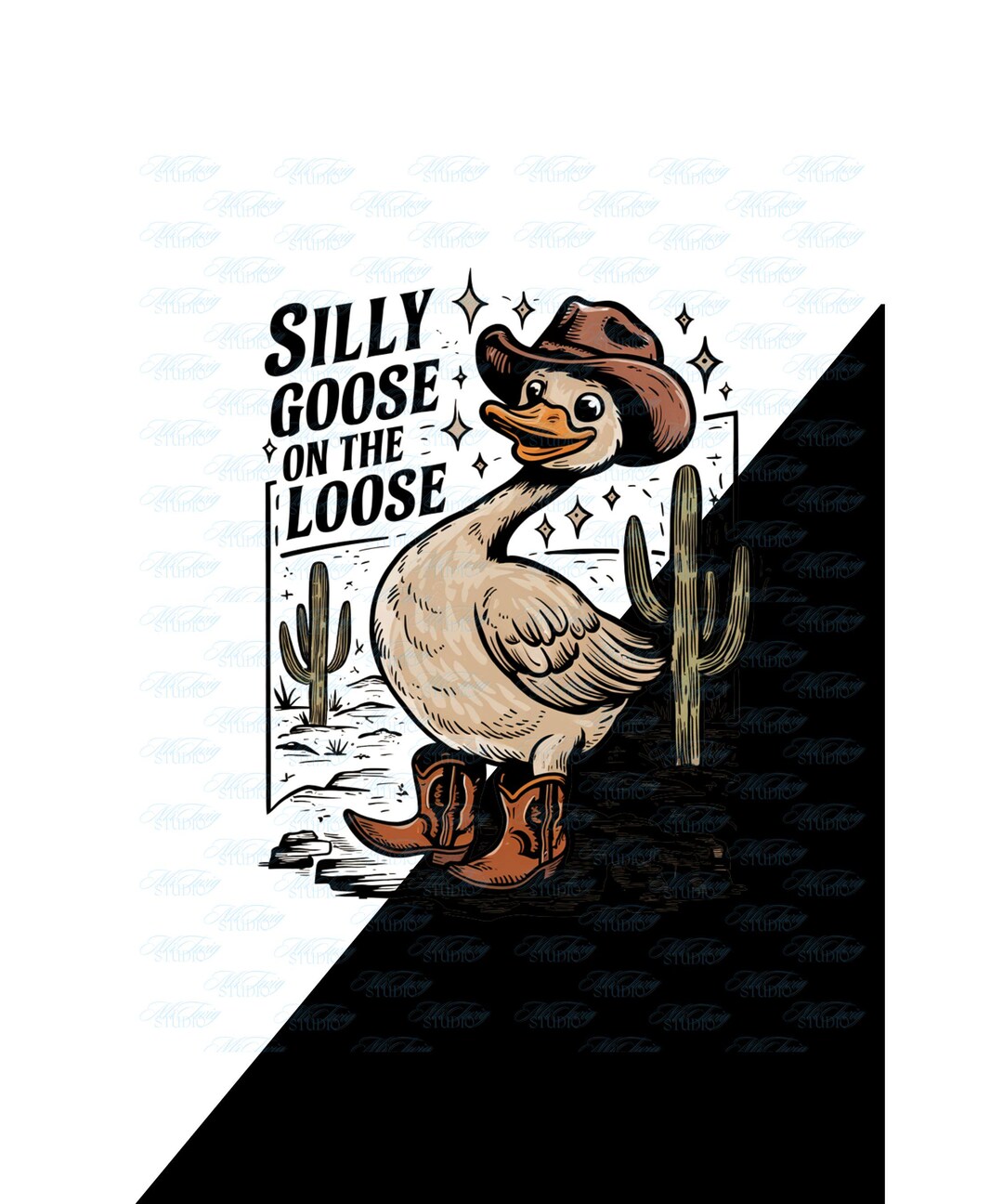 Funny Silly Goose PNG: Cowboy Rodeo Sublimation Design (digital ...