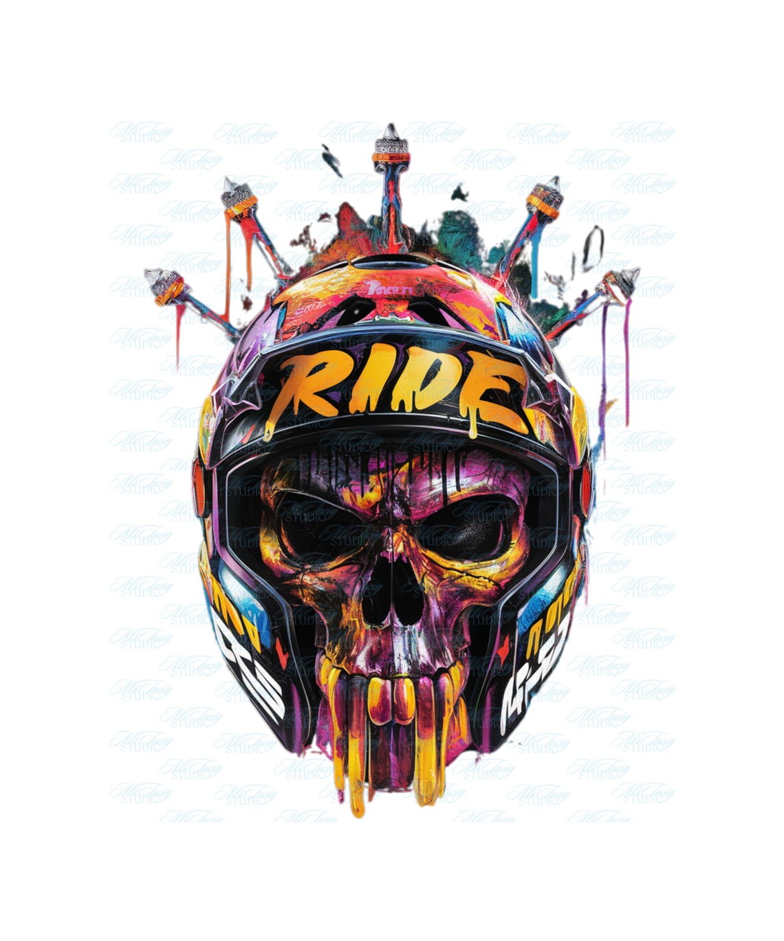Ride PNG - Rider Skull in Helmet Graphic for Motorbikers | Instant ...
