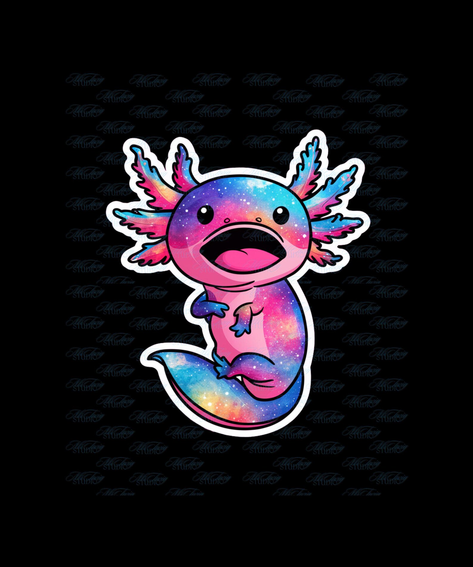 Cute Axolotl PNG | Adorable Axolotl Clipart | Pink & Rainbow Digital ...