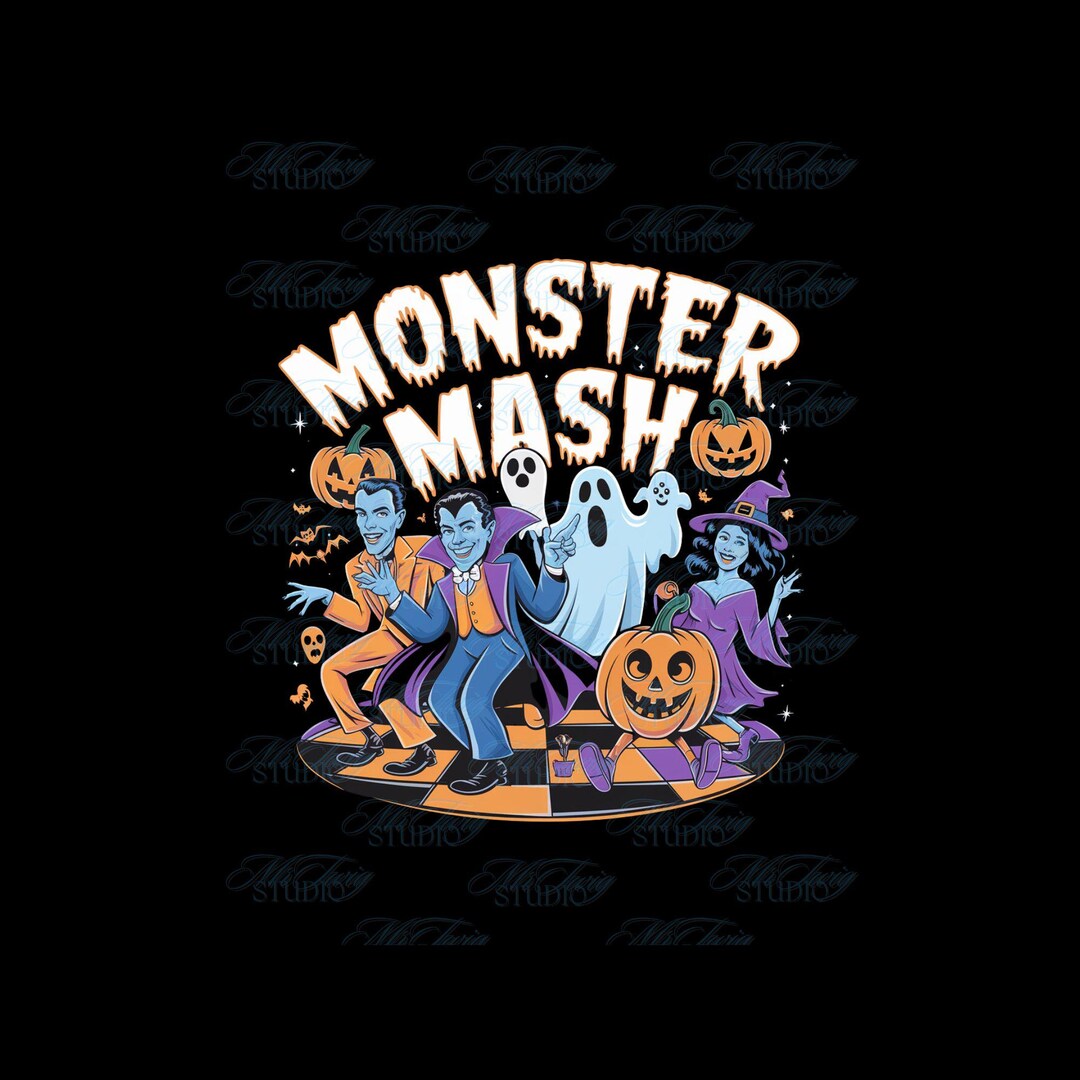 Vintage Monster Mash PNG - Halloween Monsters Digital Art, Retro Horror ...