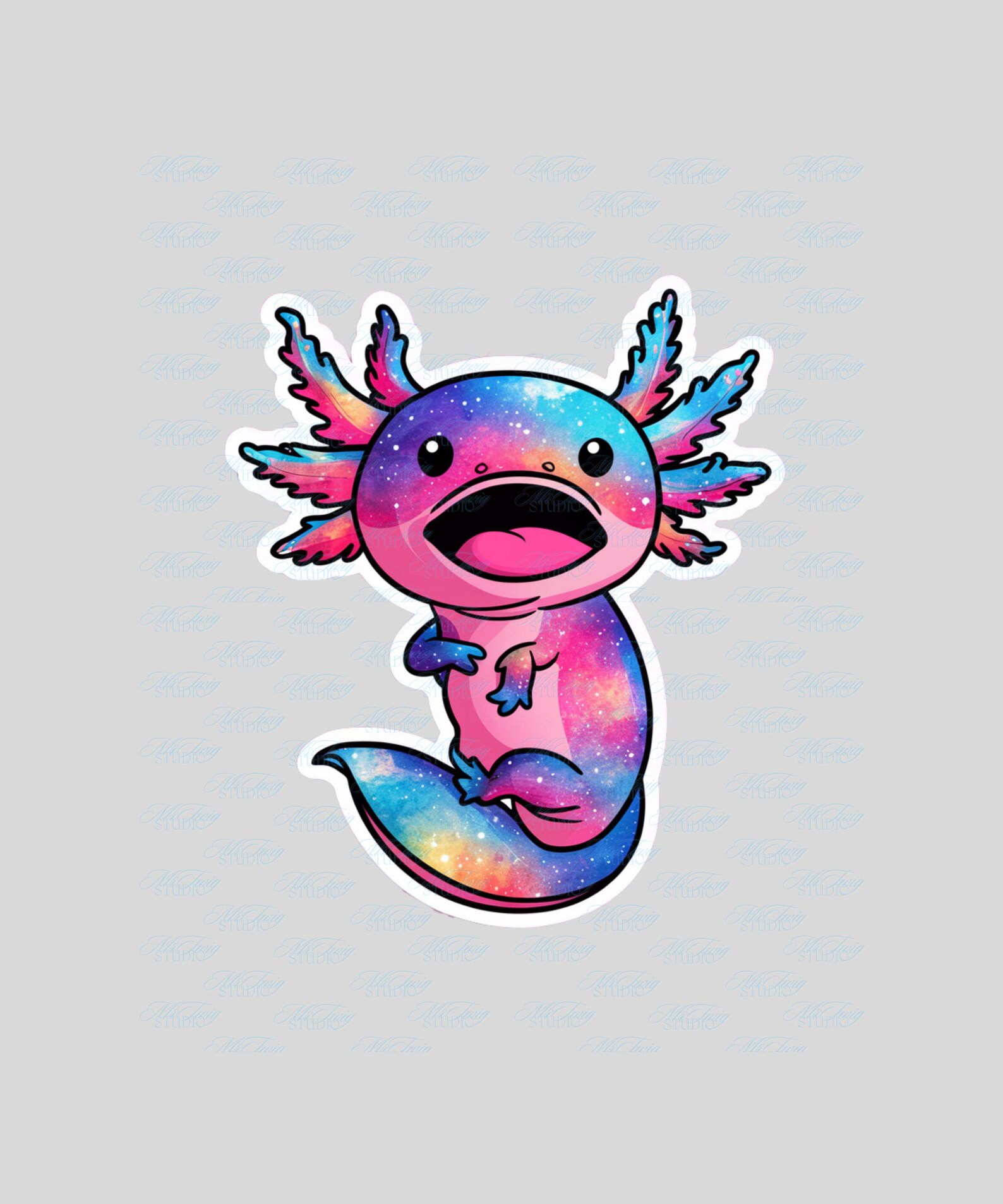 Cute Axolotl PNG | Adorable Axolotl Clipart | Pink & Rainbow Digital ...