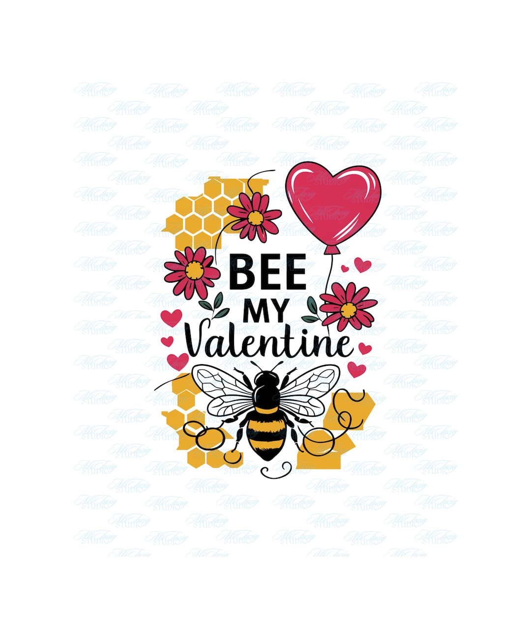 Bee My Valentine PNG - Cute Valentine's Day Bee Clipart for Sublimation ...